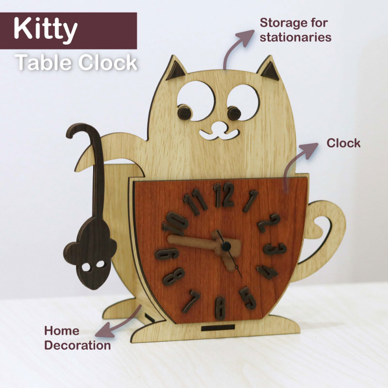 Kitty Table Clock with Storage Box – PROAKTIF MEDIA SDN BHD